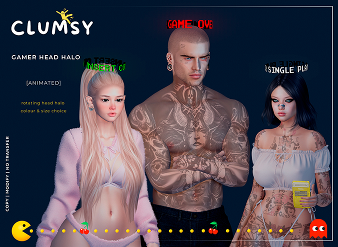 Second Life Marketplace - ::CLUMSY:: GAMER HEAD HALO FATPACK - wear to unpack